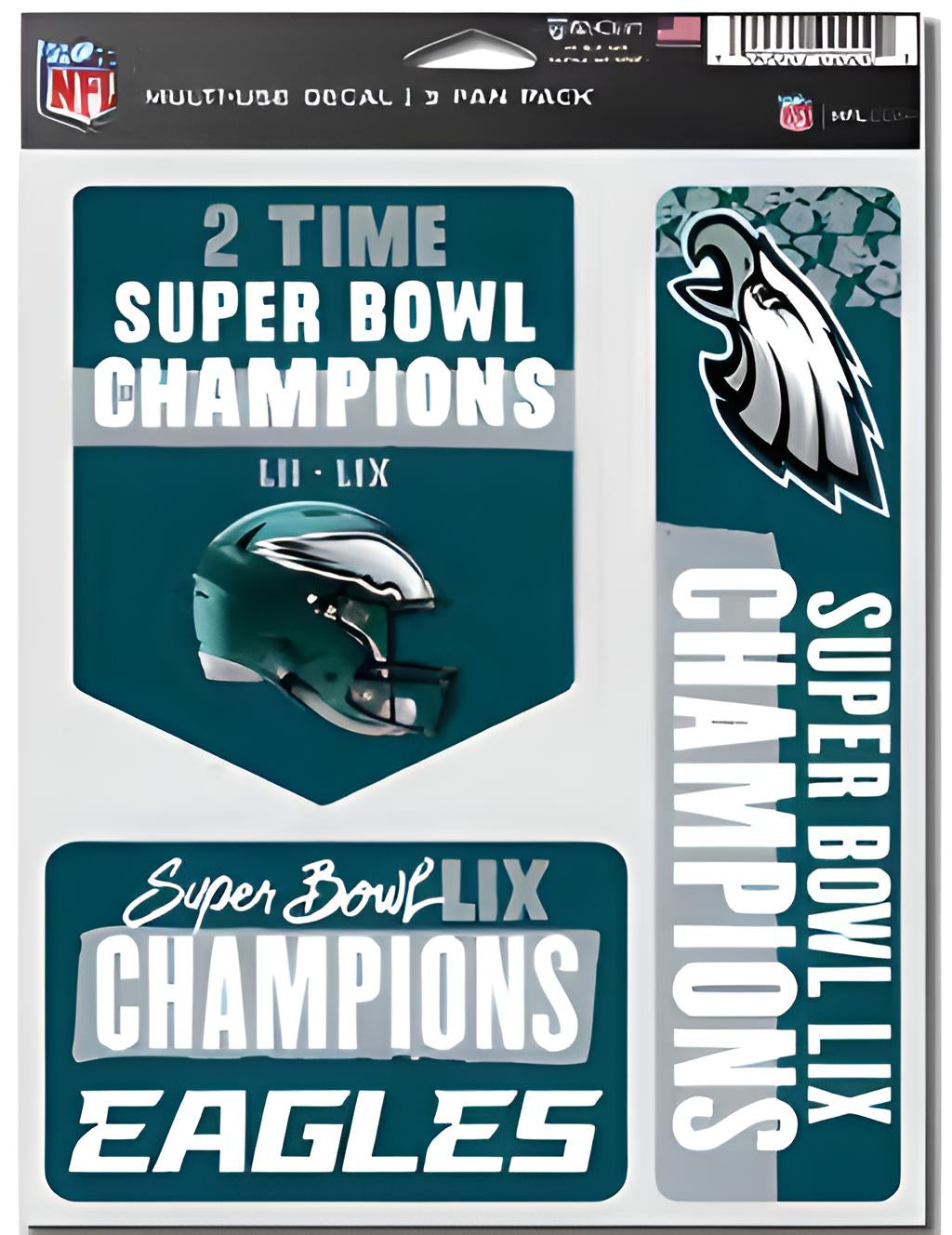 Philadelphia Eagles Super Bowl LIX Champions 3-Pack Decal Set | Eagles ...