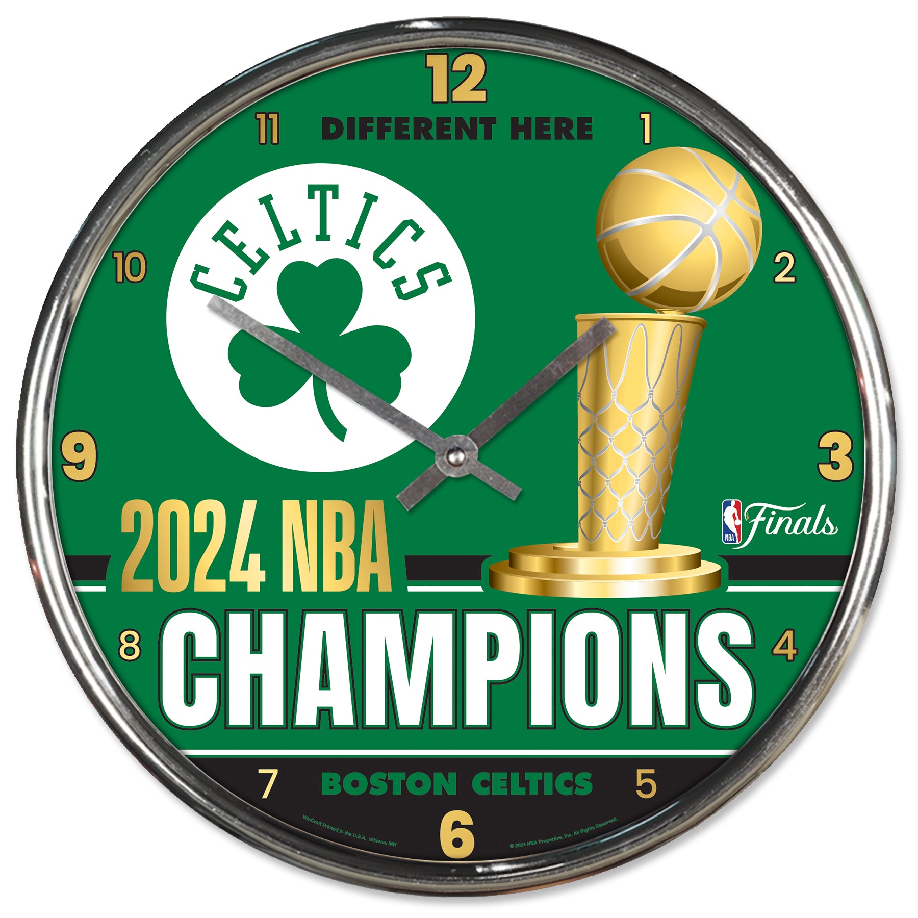 Boston Celtics 2024 NBA Champions Round Chrome Clock | Basketball ...