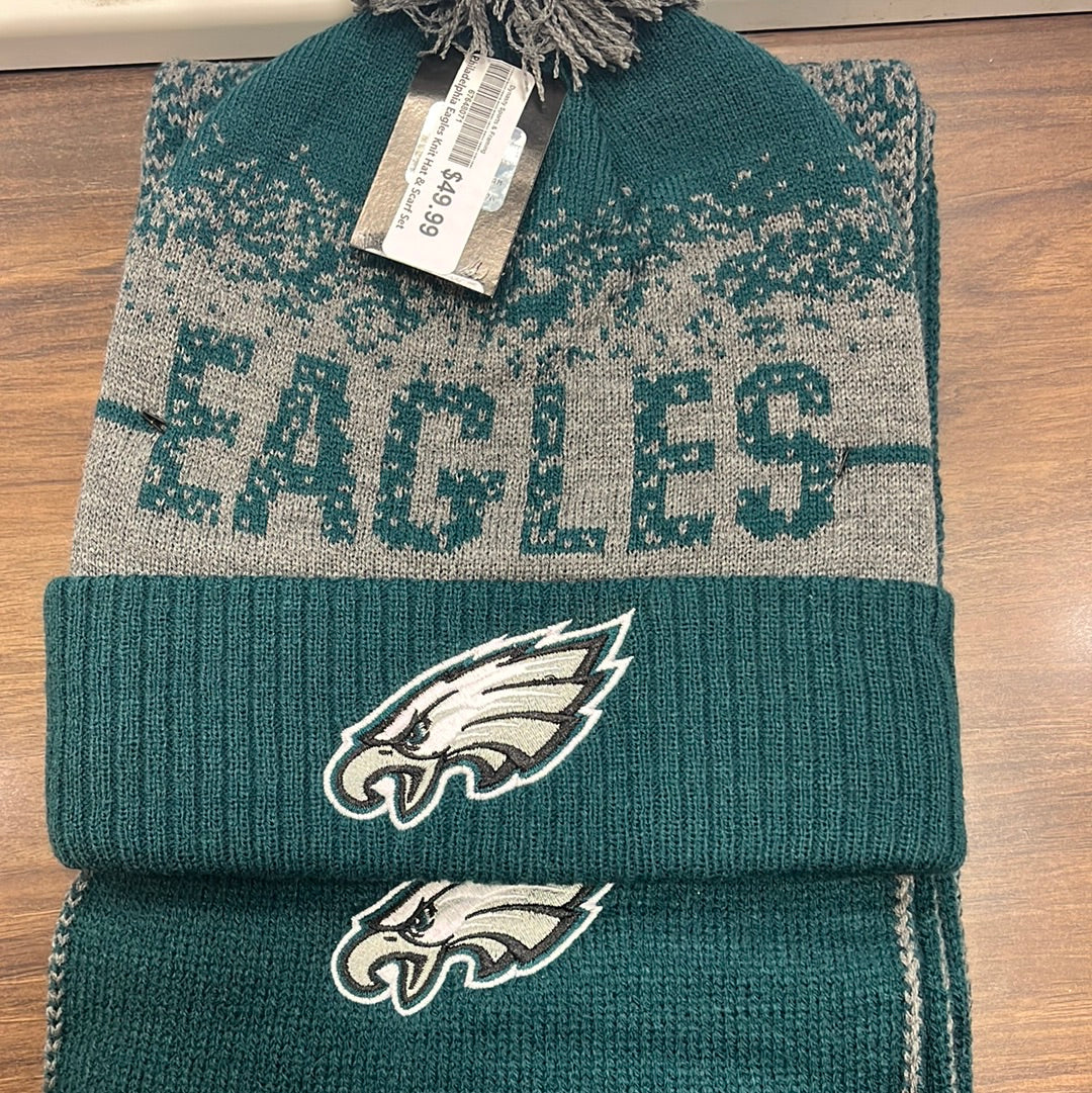 Philadelphia Eagles Static Knit Hat & Scarf Set | Football Scarves ...