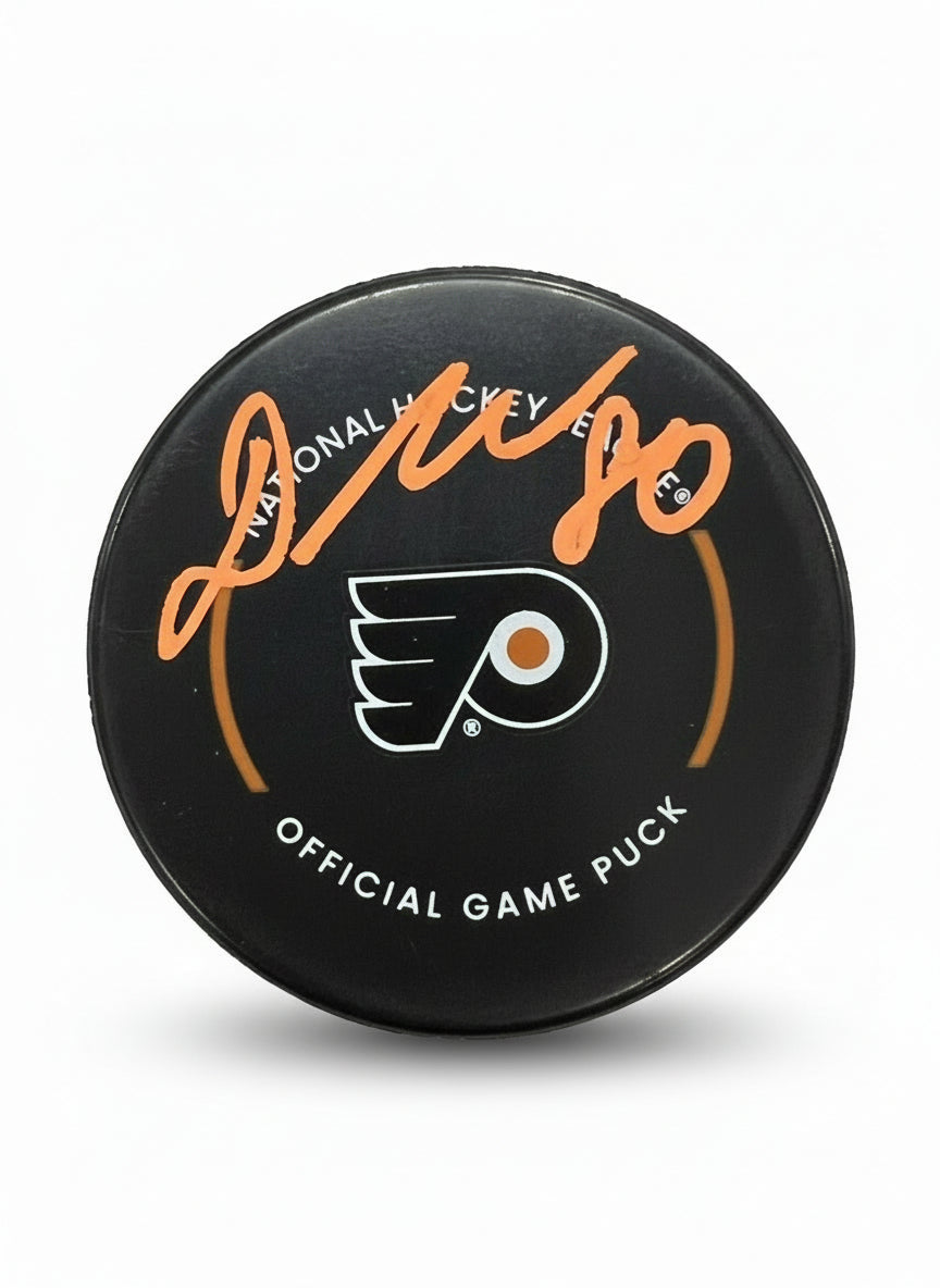 Dan Vladar Signed Philadelphia Flyers Logo Game Model Puck