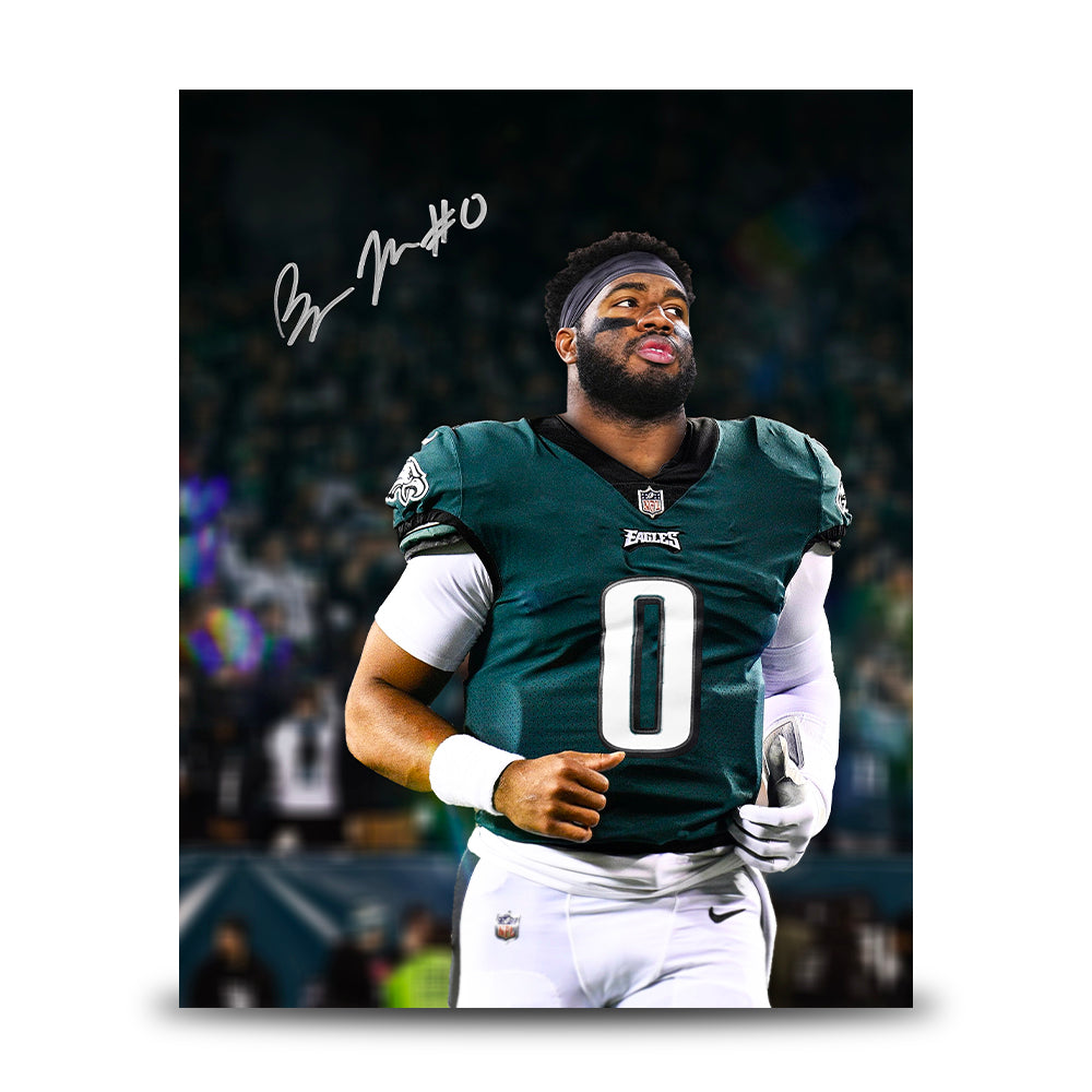 Bryce Huff Philadelphia Eagles Autographed 11" x 14" Blackout Football ...
