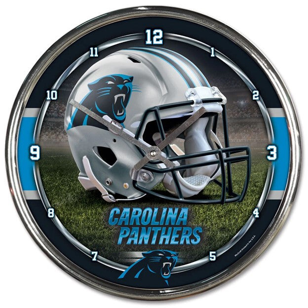 Carolina Panthers Round Chrome Clock | Football Clocks, Novelties, and ...