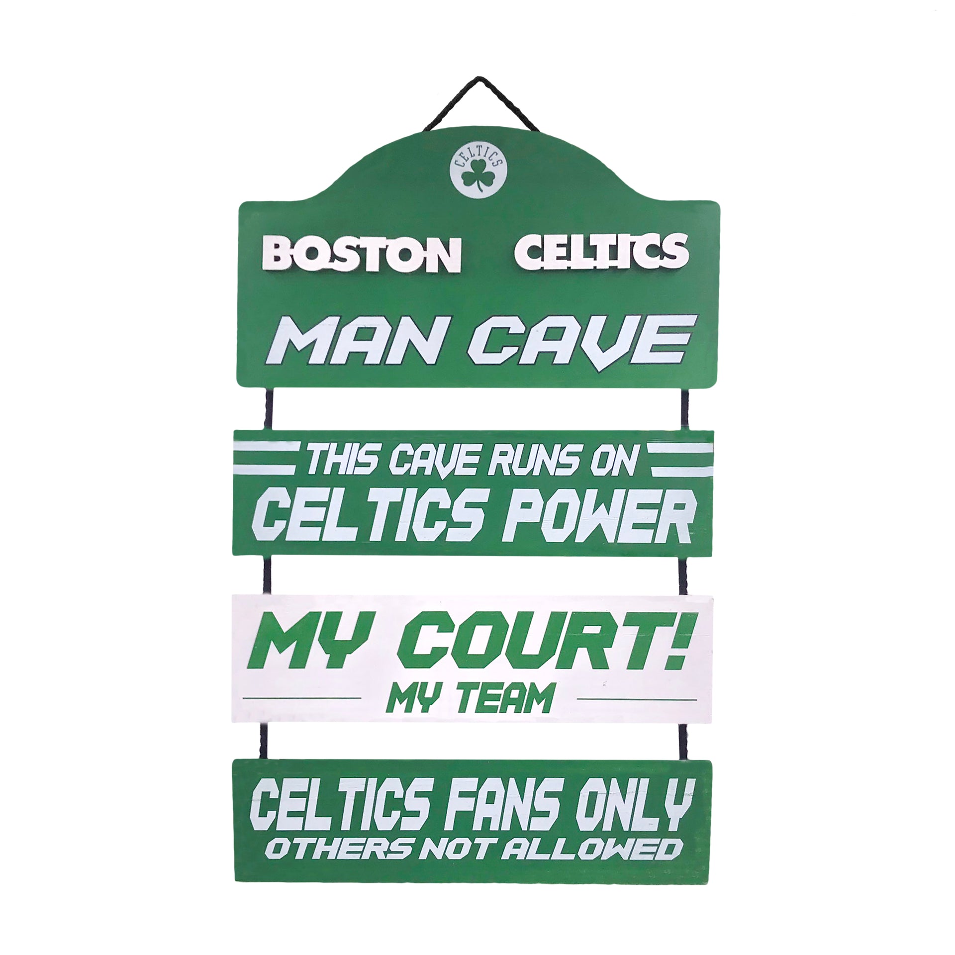 Boston Celtics Wooden Man Cave Dangle Sign | Basketball Signs, Banners ...