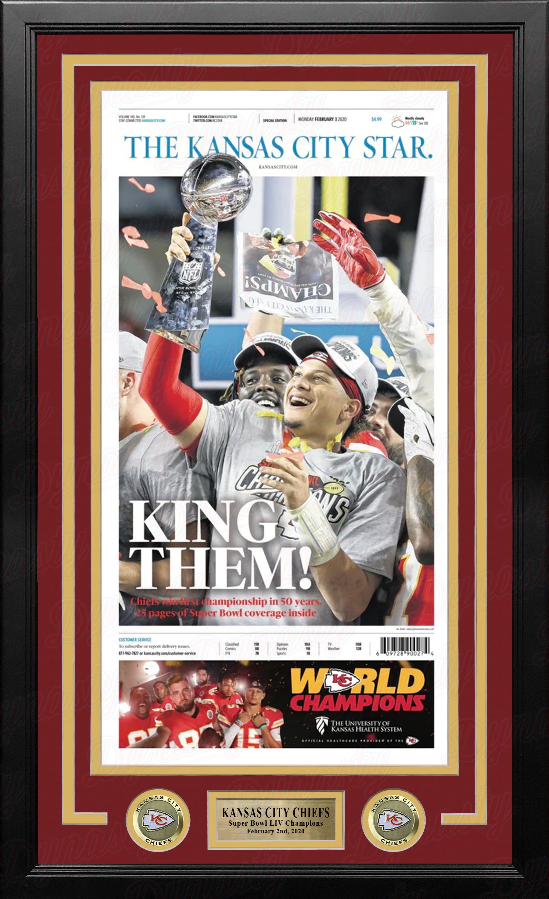 Kansas City Chiefs Super Bowl LIV Championship Framed Kansas City Star ...