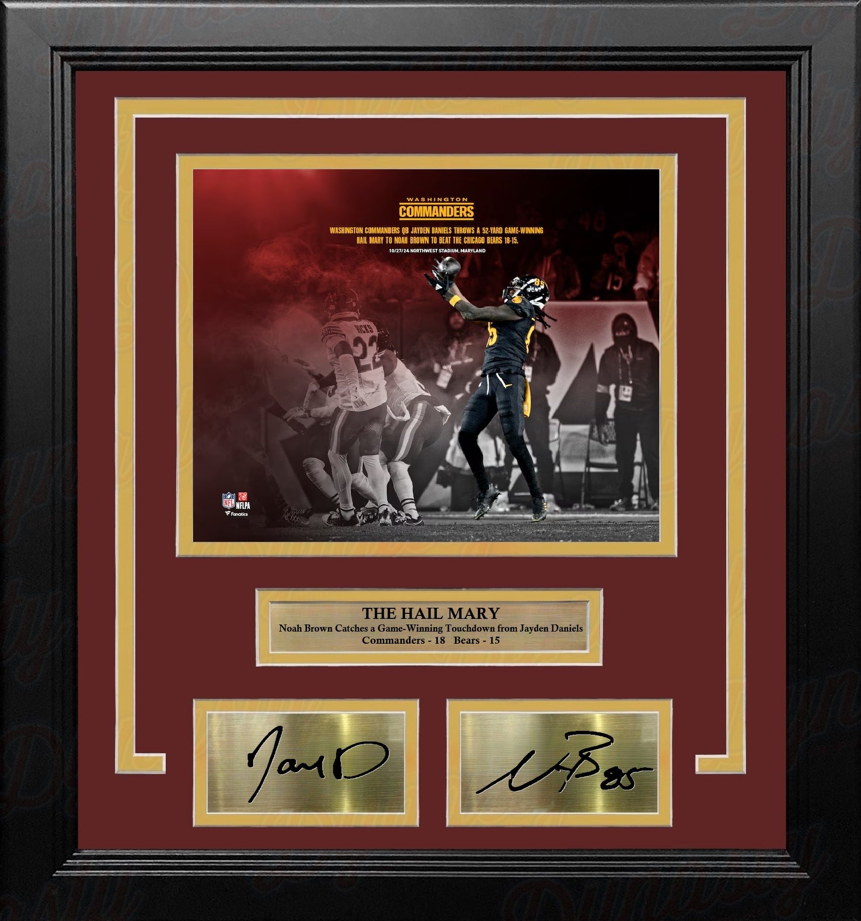 Jayden Daniels & Noah Brown Hail Mary TD Commanders 8x10 Framed Photo ...