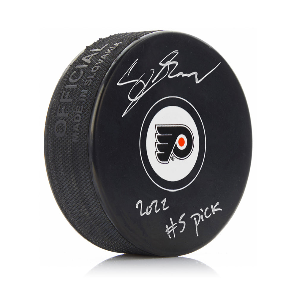 Cutter Gauthier Philadelphia Flyers Autographed NHL Hockey Logo Puck ...