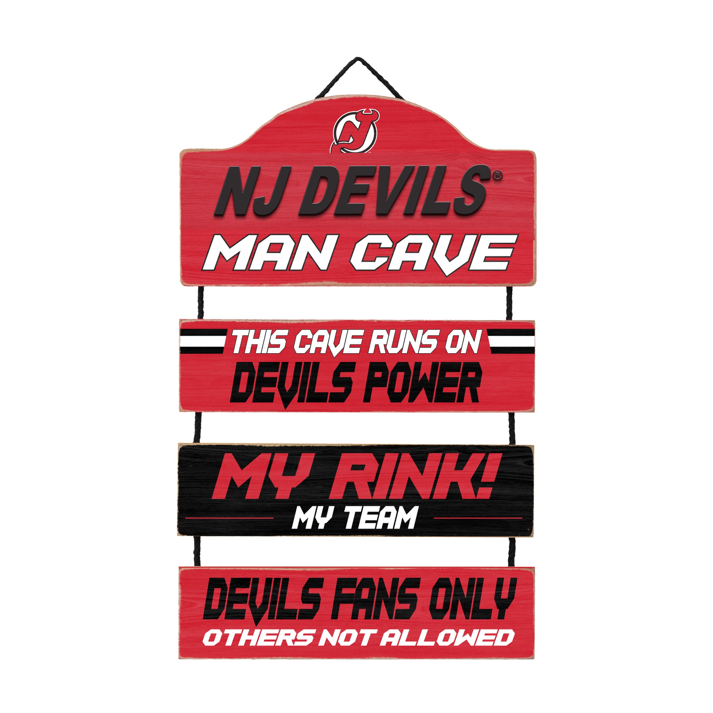 New Jersey Devils NHL Hockey Wooden Helmet Man Cave Dangle Sign ...