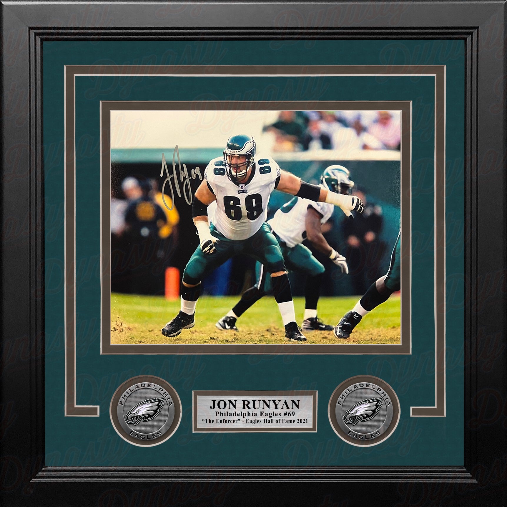 Jon Runyan in Action Autographed Philadelphia Eagles 8" x 10" Framed ...