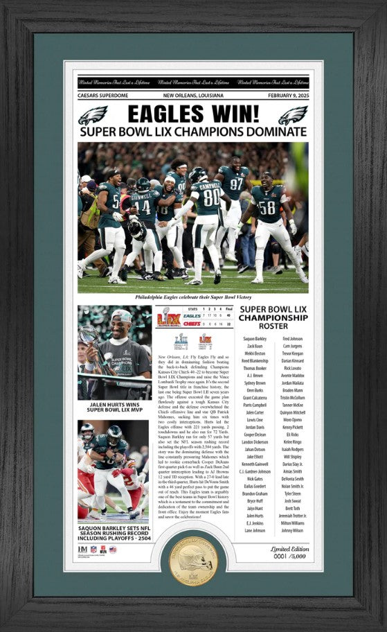Philadelphia Eagles Super Bowl LIX Champions Front Page Cover Bronze ...