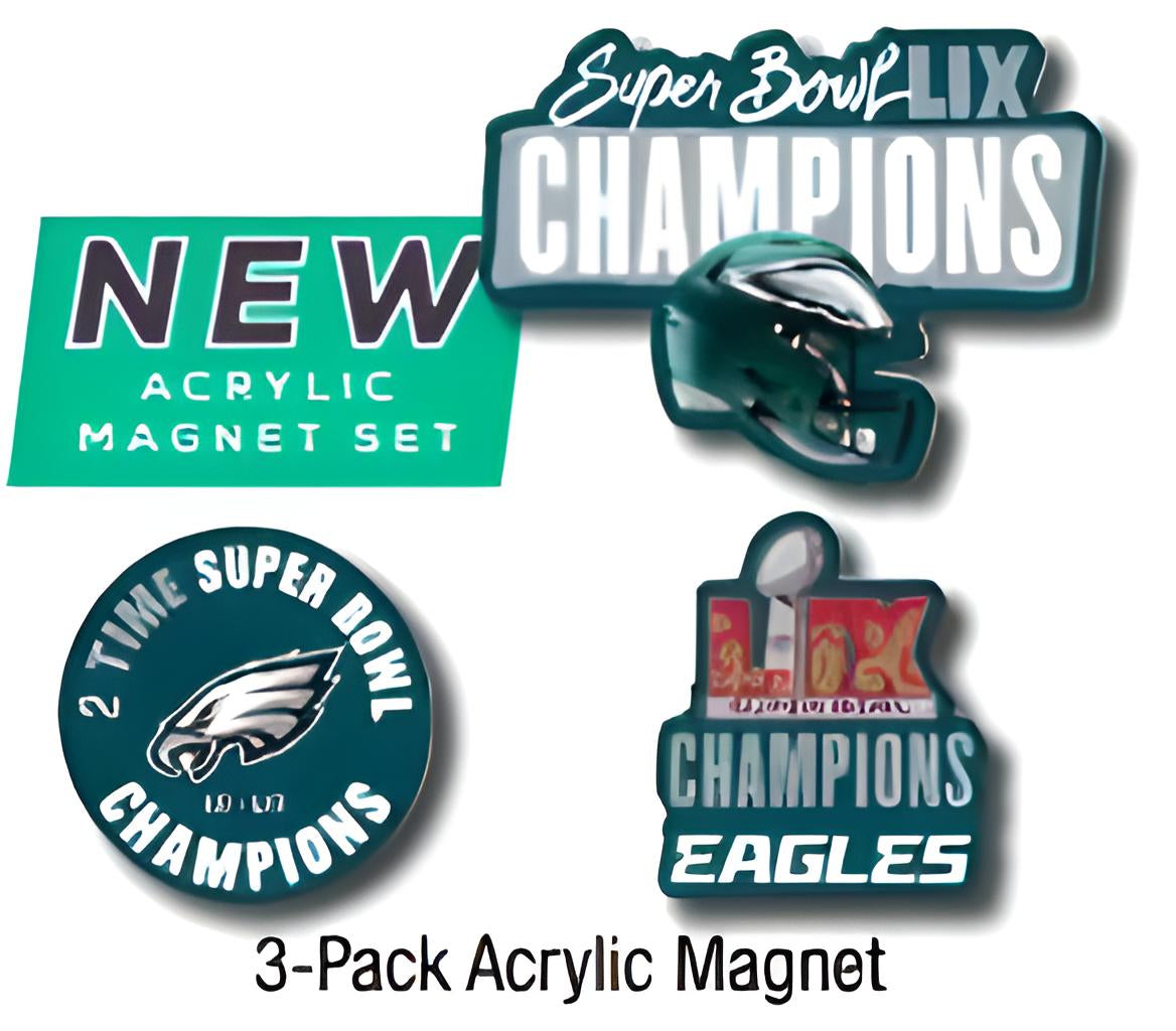 Philadelphia Eagles Super Bowl LIX Champions 3-Pack Acrylic Magnet ...
