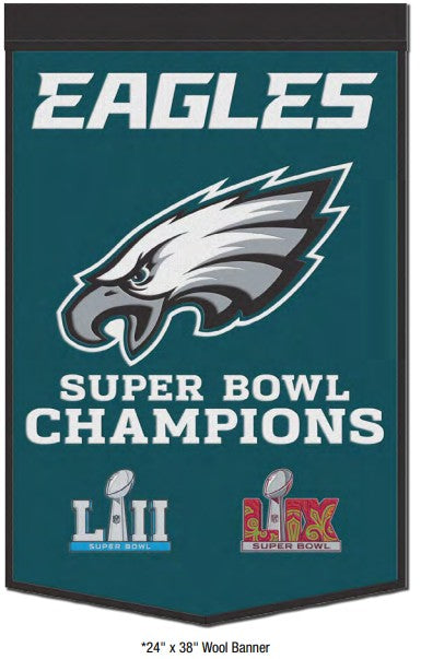 Philadelphia Eagles Super Bowl LIX Champions 24" x 38" Wool Banner ...