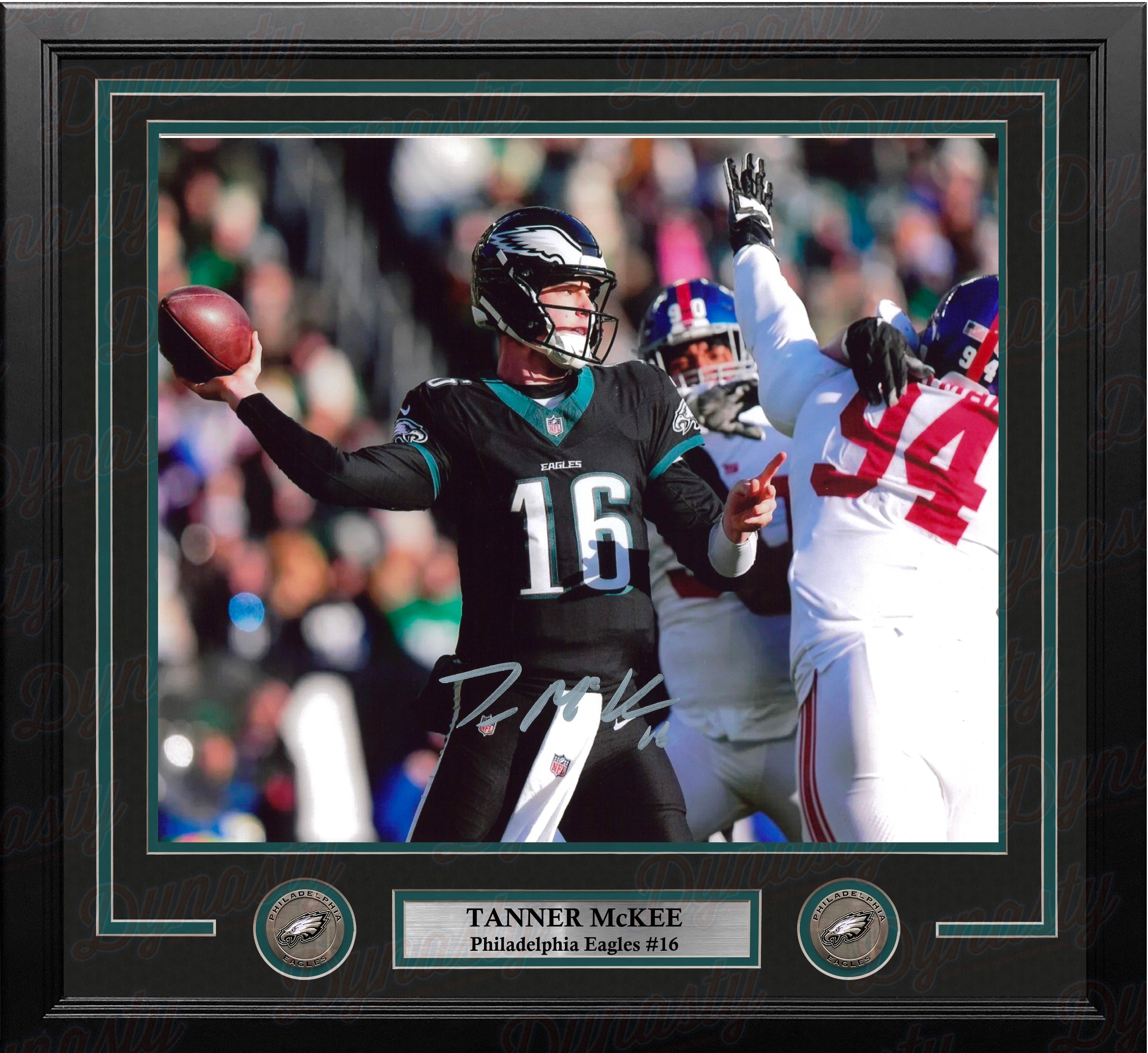 Tanner McKee in Black Philadelphia Eagles Autographed 16" x 20" Framed ...