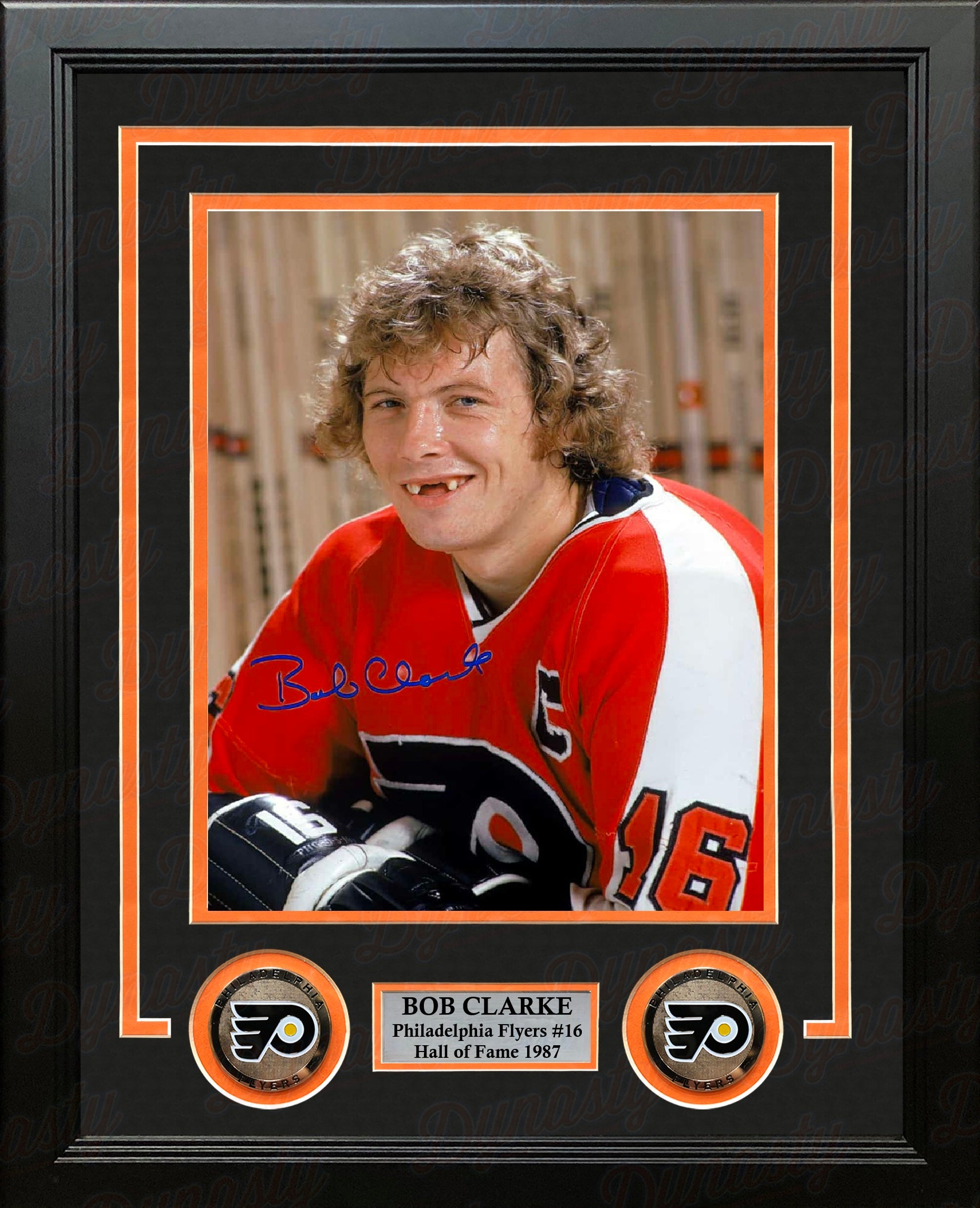Bob Clarke Philadelphia Flyers "The Smile" Signed 8"x10" Framed Photo
