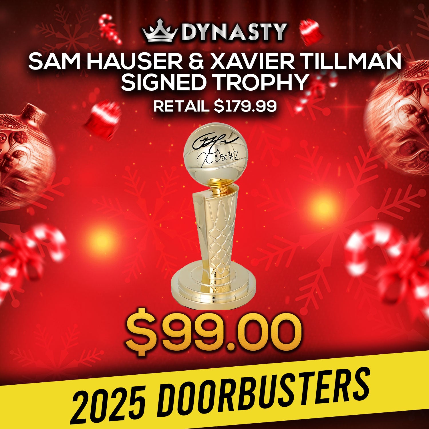 Sam Hauser & Xavier Tillman Celtics Signed NBA 12" Trophy
