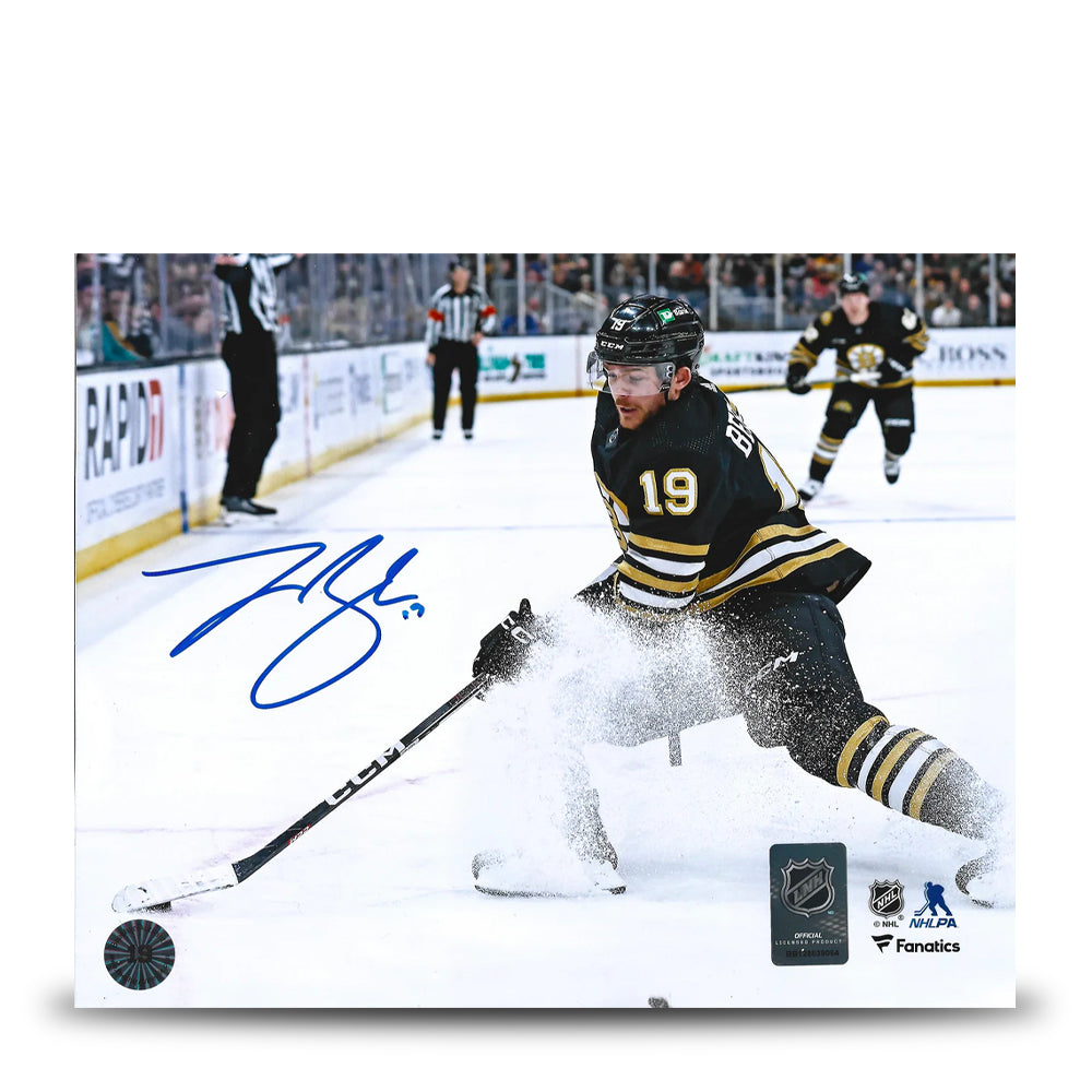 Johnny Beecher in Action Boston Bruins Autographed 16" x 20" Hockey ...