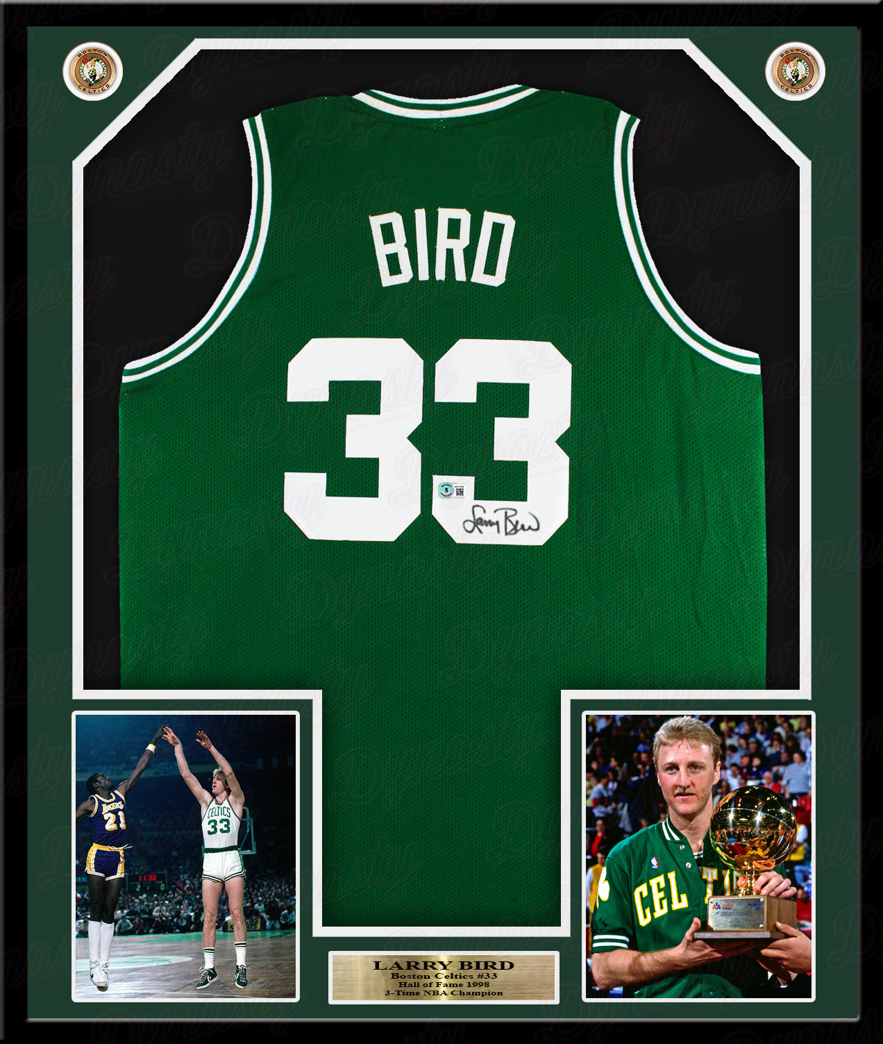 Larry Bird Boston Celtics Autographed Framed Green Basketball Jersey ...