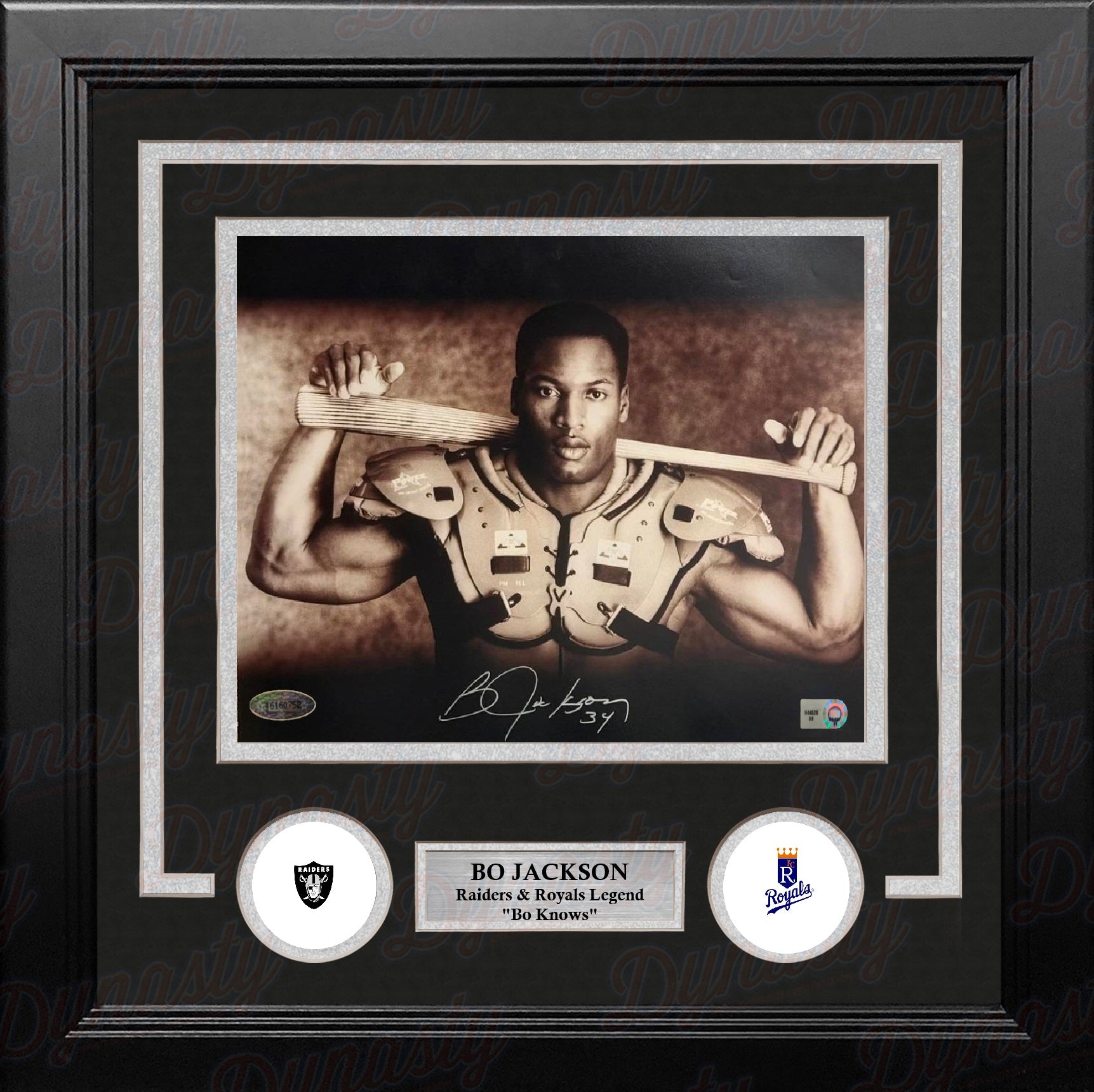 Bo Jackson Shoulderpads & Bat Autographed 8" x 10" Framed Photo ...