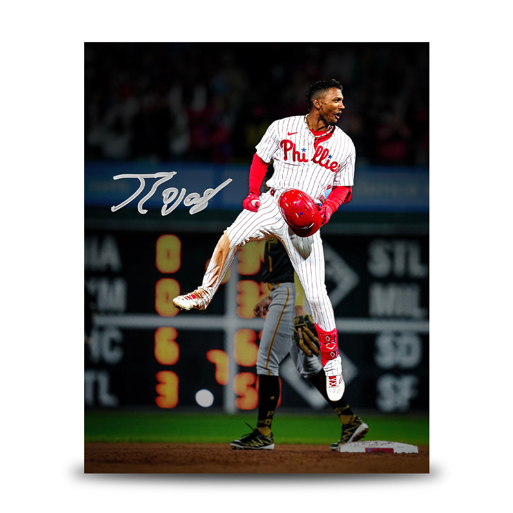Johan Rojas Jumping on Base Philadelphia Phillies Autographed 8" x 10 ...