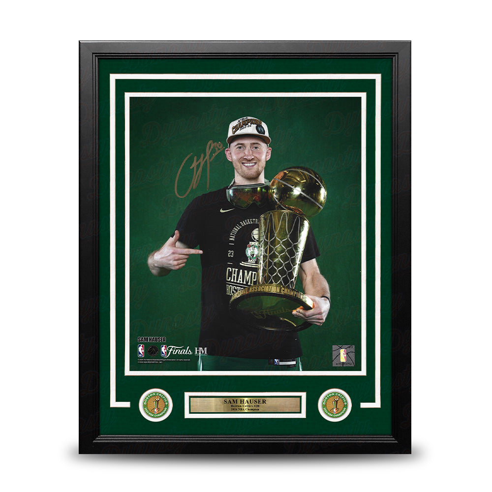 Sam Hauser 2024 NBA Trophy Autographed Boston Celtics 11" x 14" Framed ...