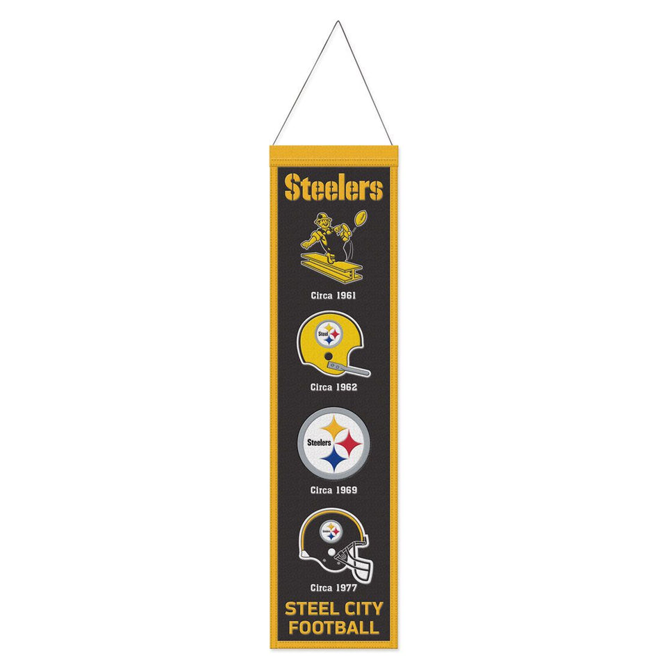 Pittsburgh Steelers 8" x 32" Wool Banner | NFL Football Pennants ...