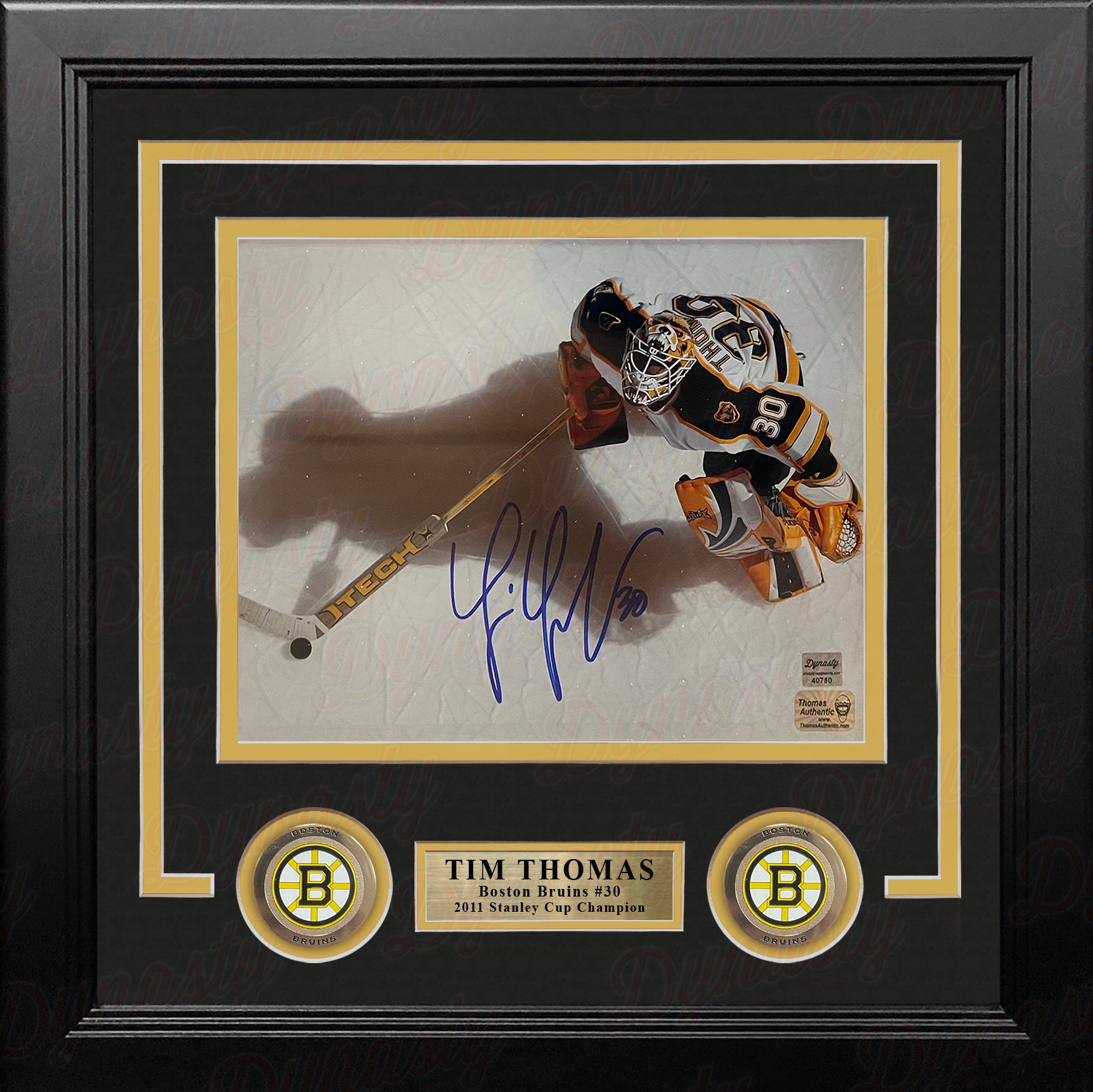 Tim Thomas Overhead Boston Bruins Autographed 8" x 10" Framed Hockey ...