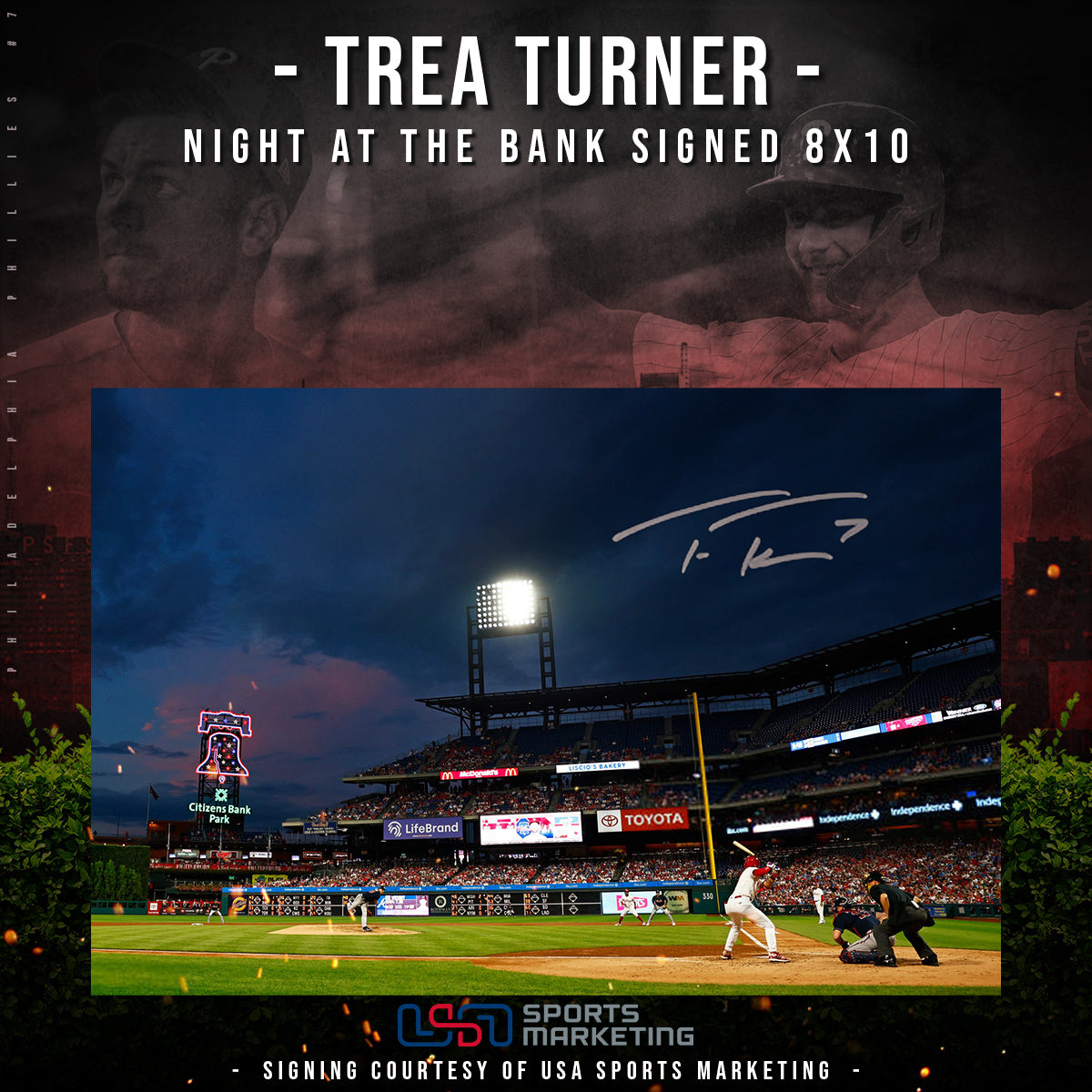 Trea Turner Philadelphia Phillies Autographed Night at The Bank Photo