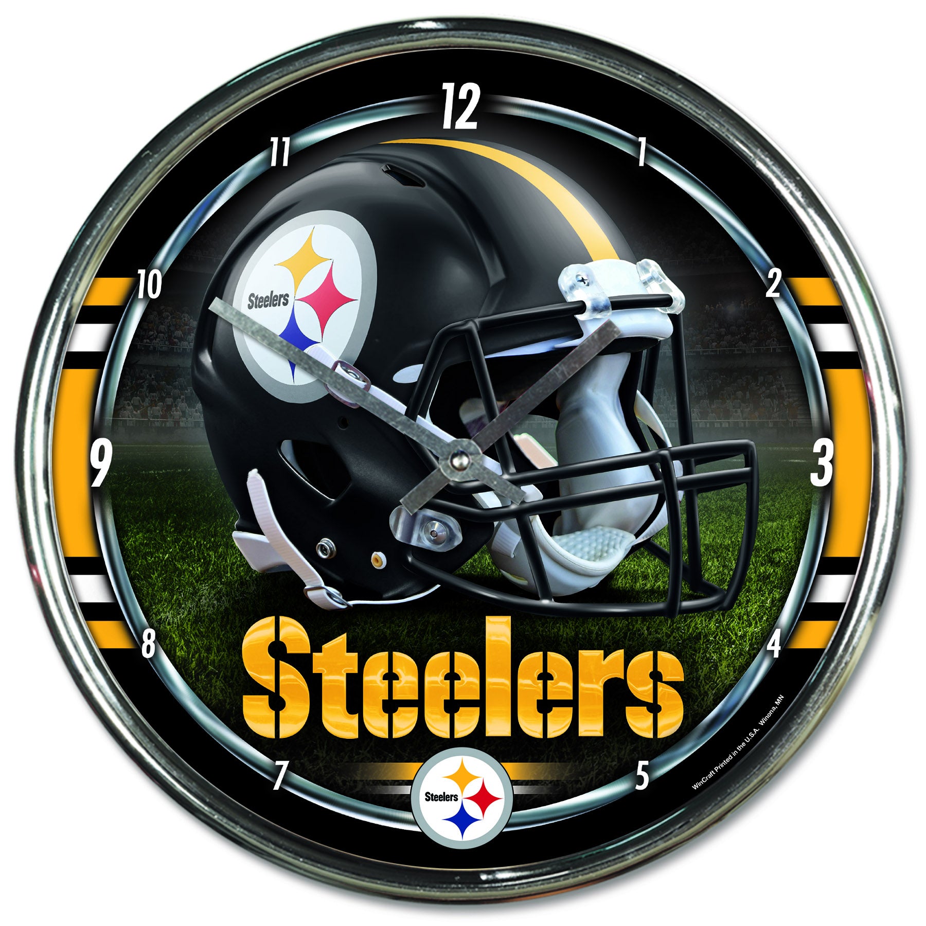 Pittsburgh Steelers Round Chrome Clock - Dynasty Sports & Framing