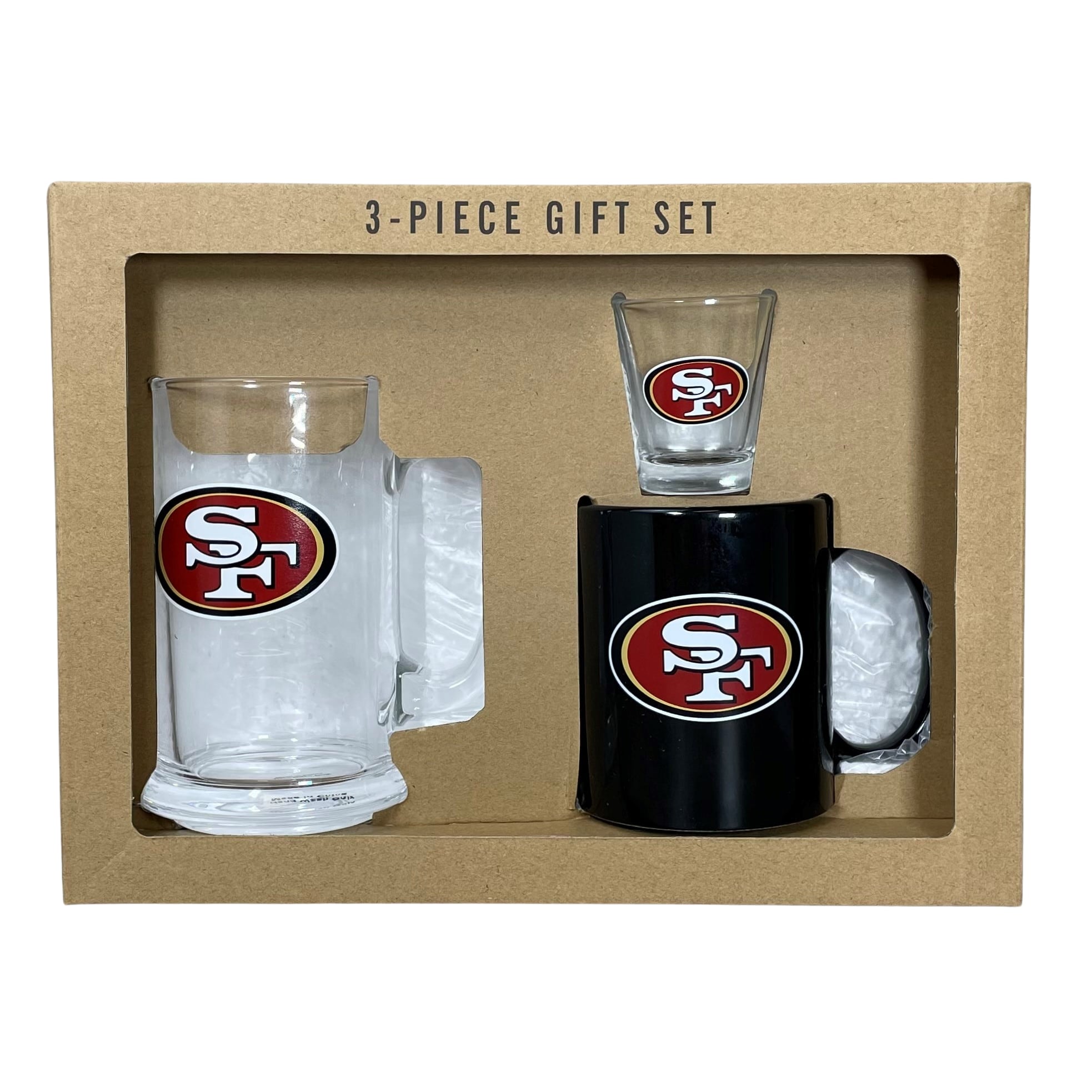 San Francisco 49ers 3-Piece Glassware Set | Football Drinkware, Glasses ...