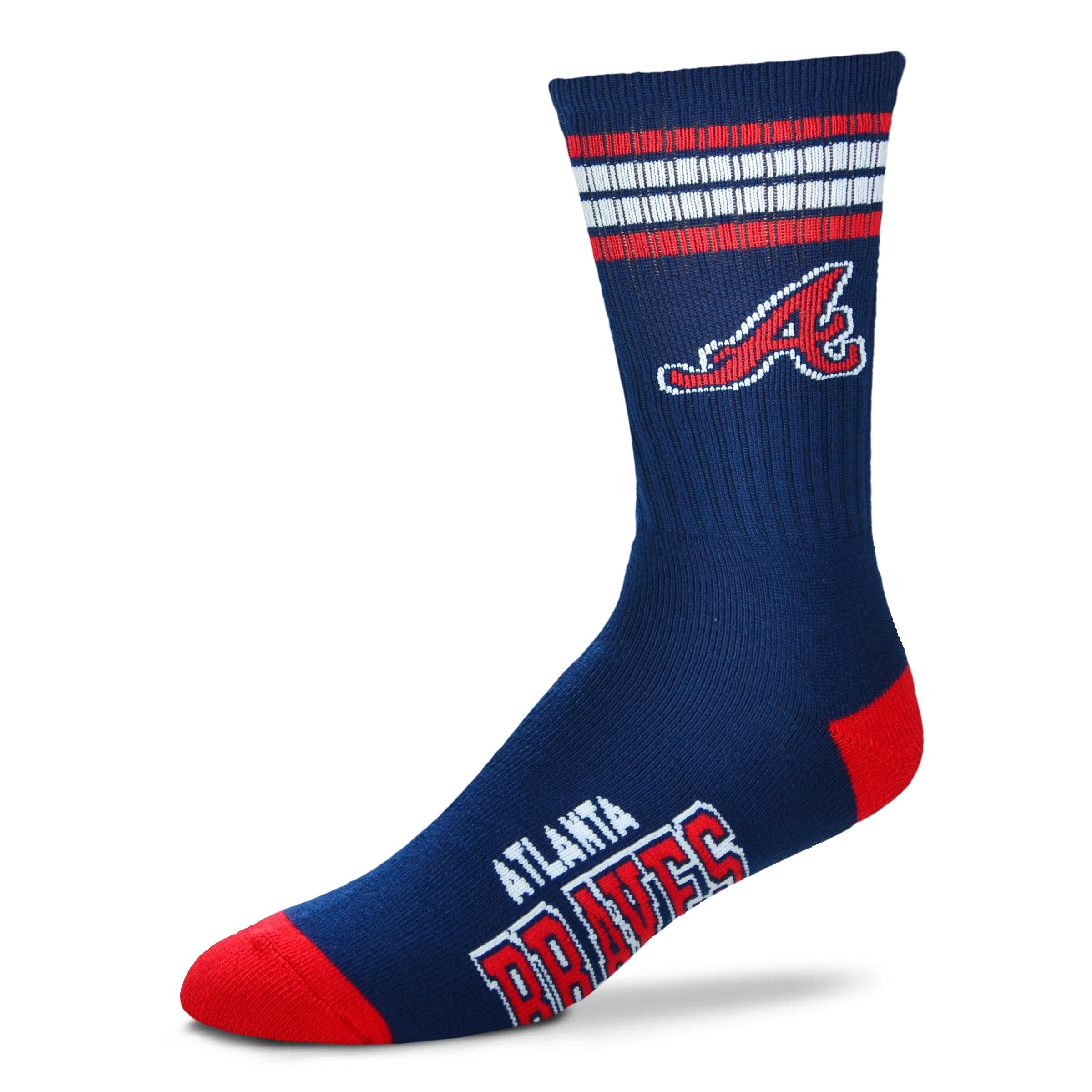 Atlanta Braves Men's 4 Stripe Deuce Socks | MLB Baseball Socks, Apparel ...