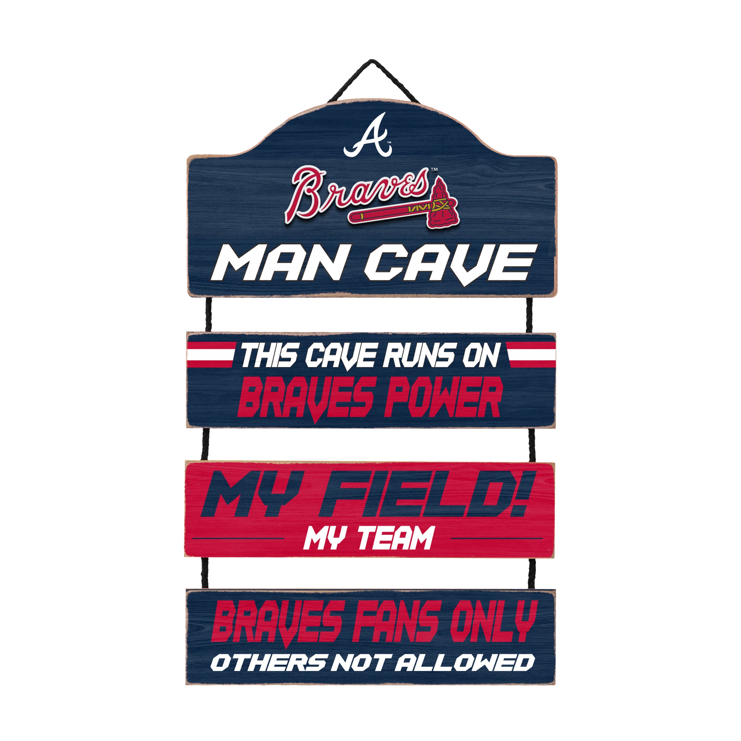 Atlanta Braves Wooden Man Cave Dangle Sign | Baseball Signs, Banners ...