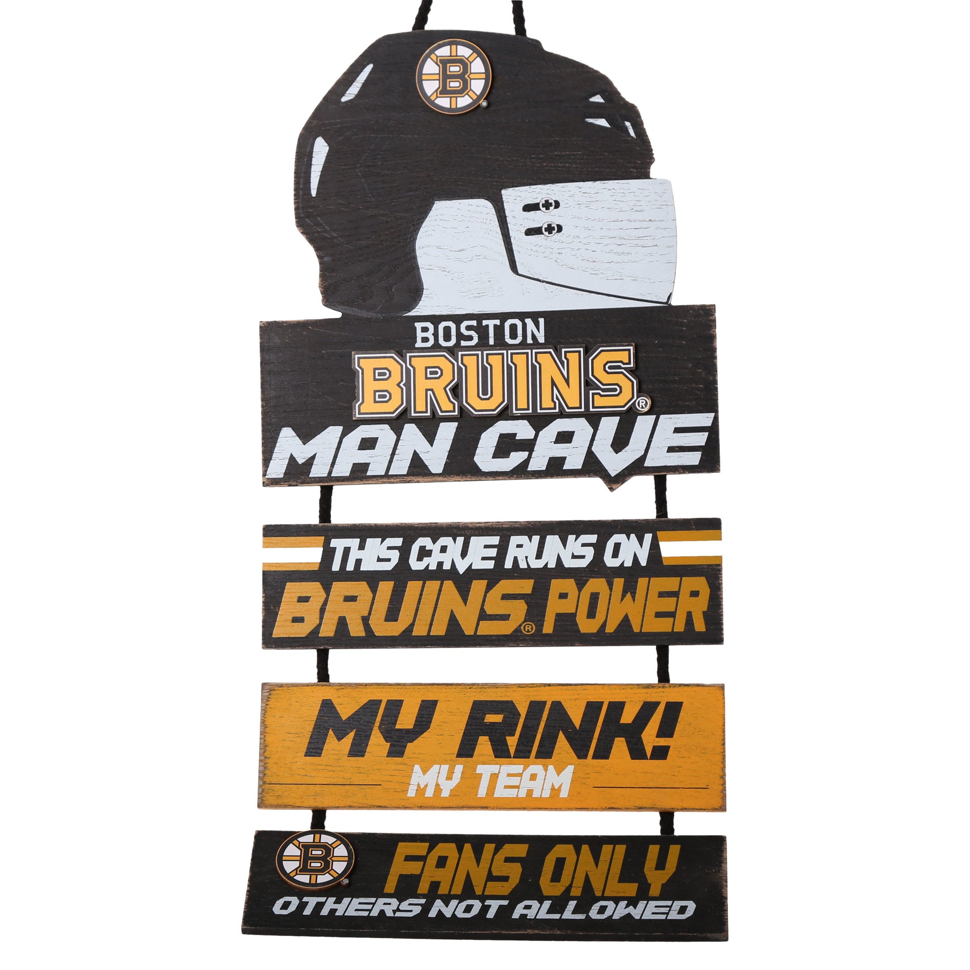 Boston Bruins Wooden Helmet Man Cave Dangle Sign | Hockey Signs ...