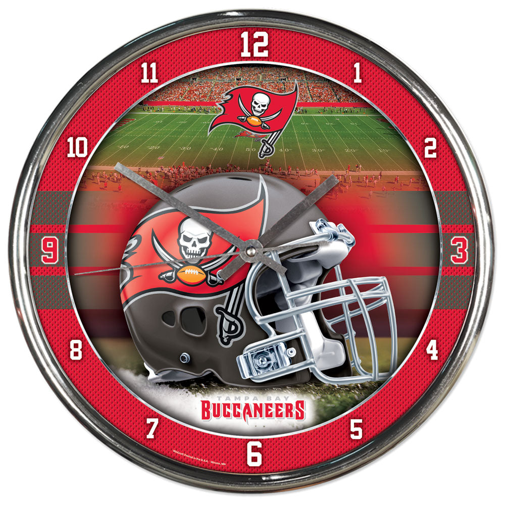Tampa Bay Buccaneers Round Chrome Clock | Football Clocks, Novelties ...