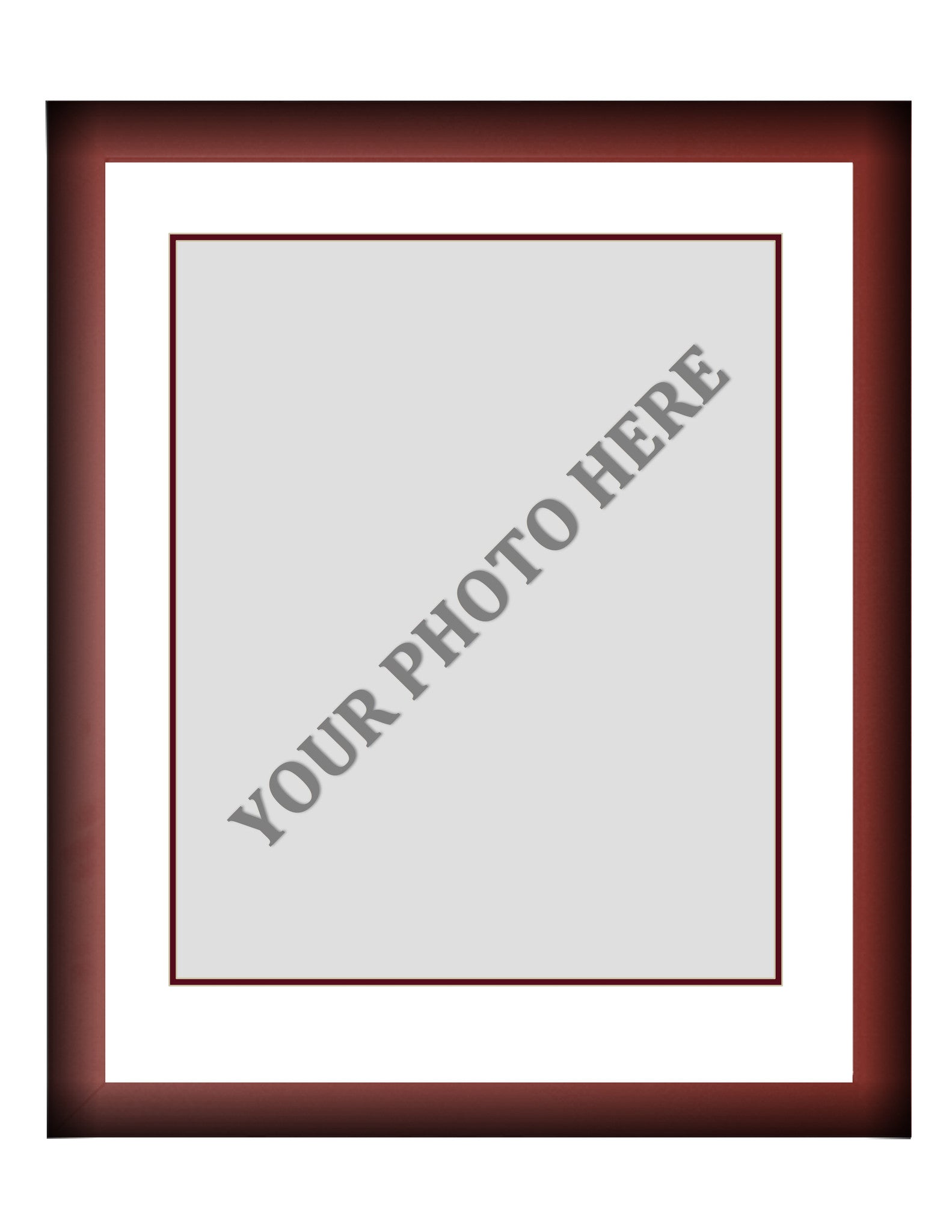 Frame Kit - Cherry Wood Frame | White Matting | Maroon Trim