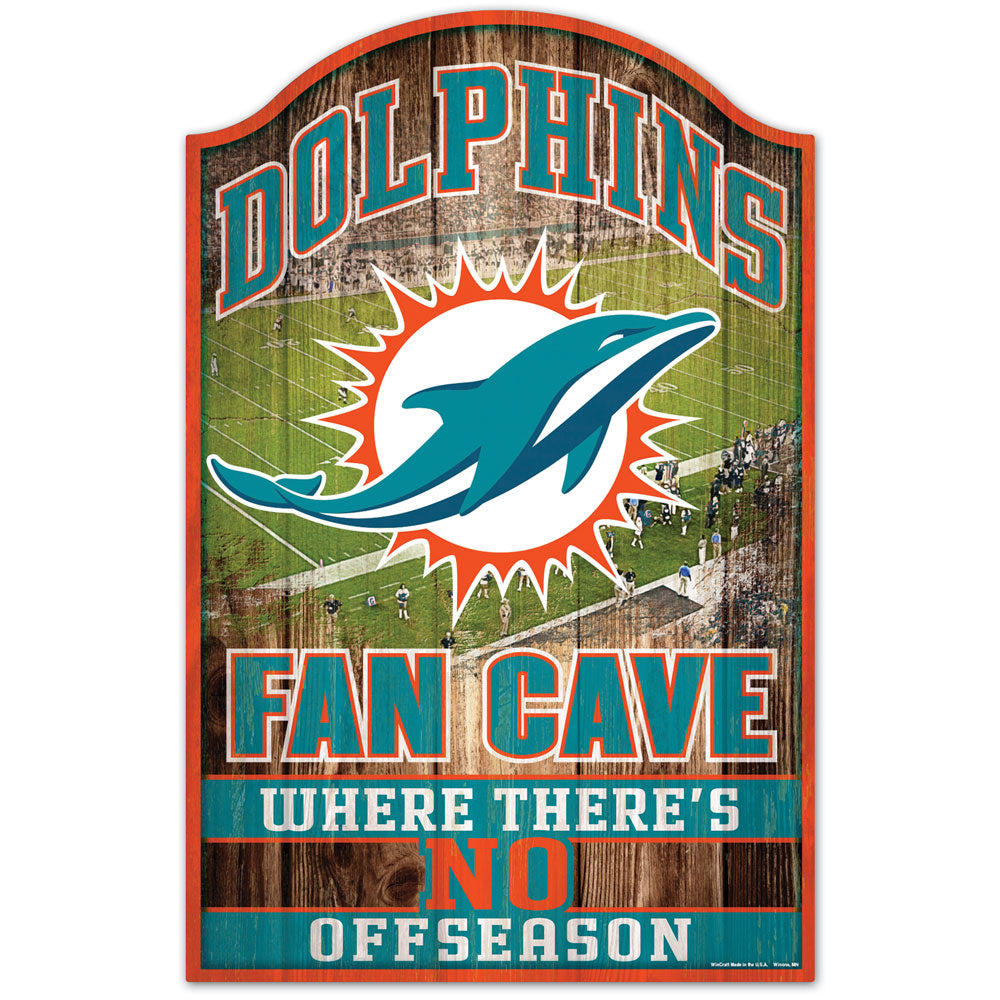 Miami Dolphins Fan Cave 11" x 17" Wood Sign | Football Signs, Banners ...