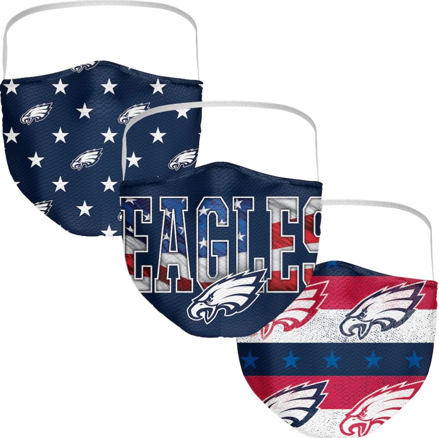 Philadelphia Eagles 3-Pack Patriotic Adult Face Masks | Football ...