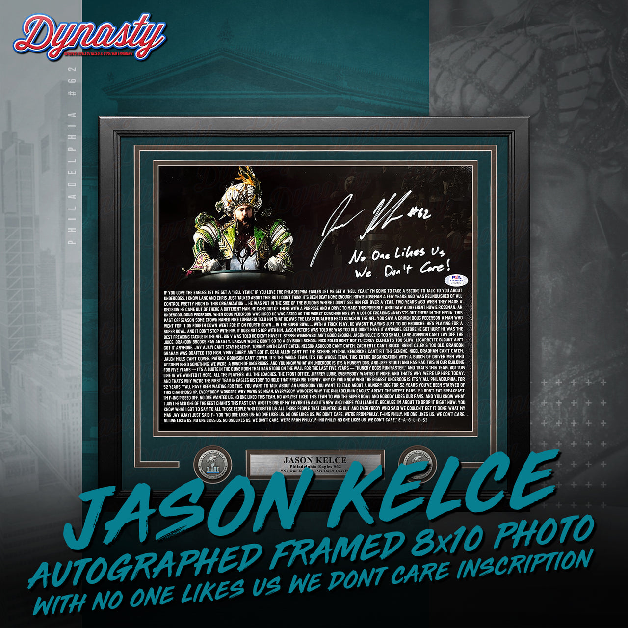 Jason Kelce Autographed Parade Speech Text Framed Photo | Retirement P