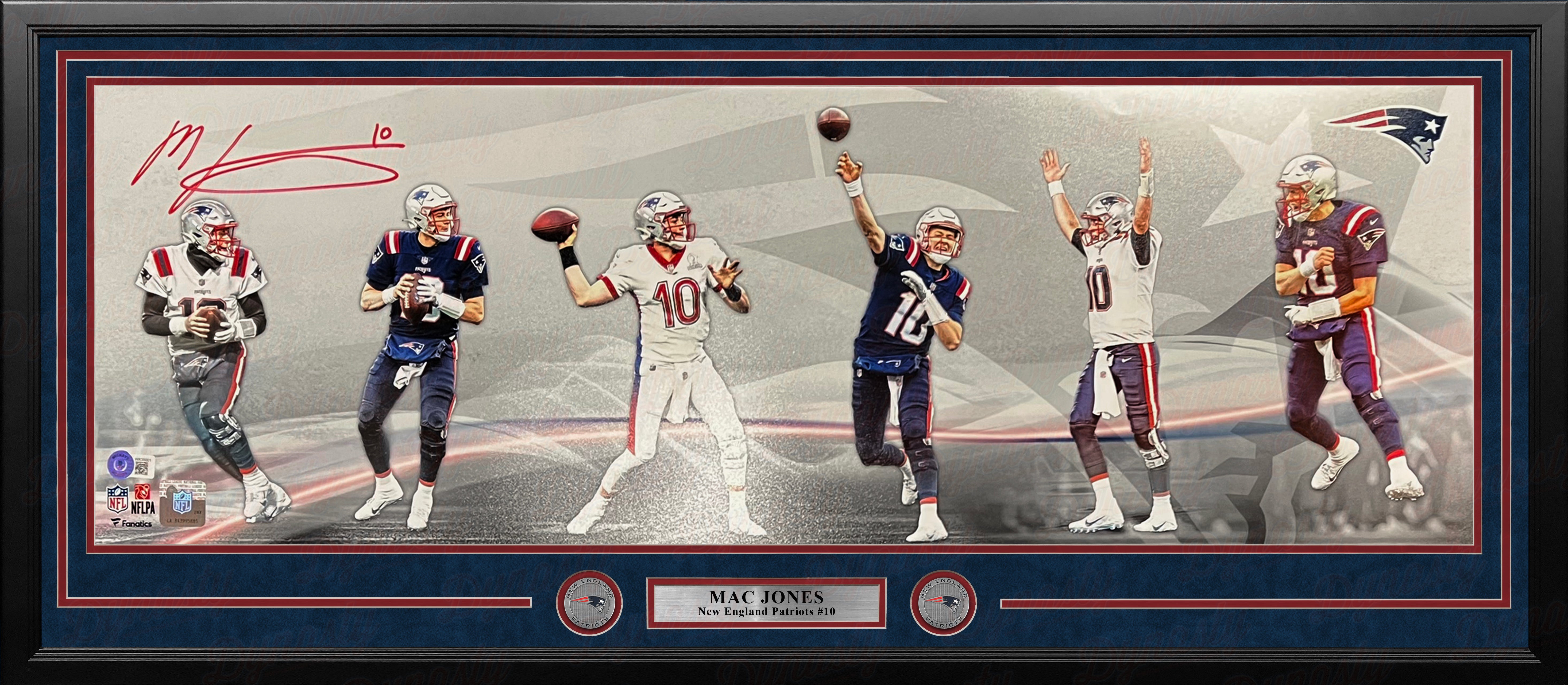 Mac Jones New England Patriots Autographed 10" x 30" Framed Football ...