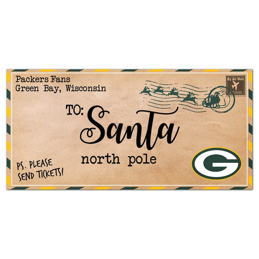 Green Bay Packers 6'' x 12'' Letter to Santa Sign | Sports Holiday ...