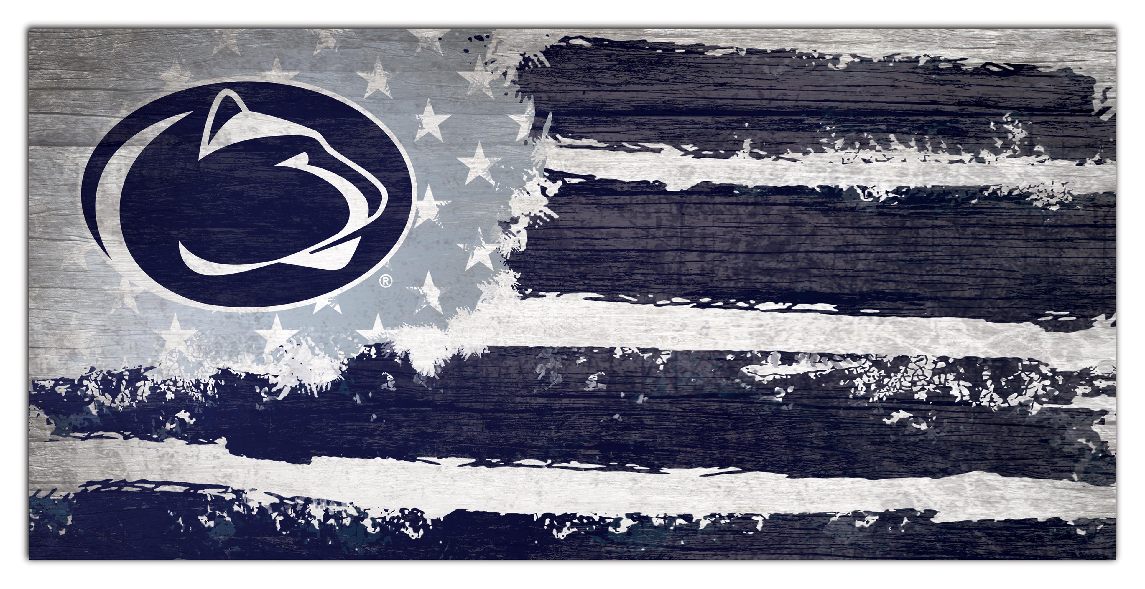 Penn State Nittany Lions Team Flag Wooden Sign | College Sports Signs ...