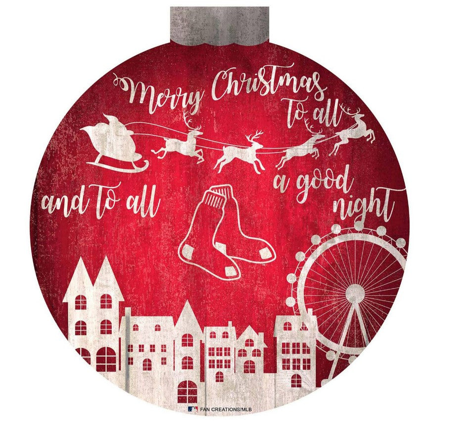 Boston Red Sox 12" Christmas Village Wall Art Wood Sign | Sports ...