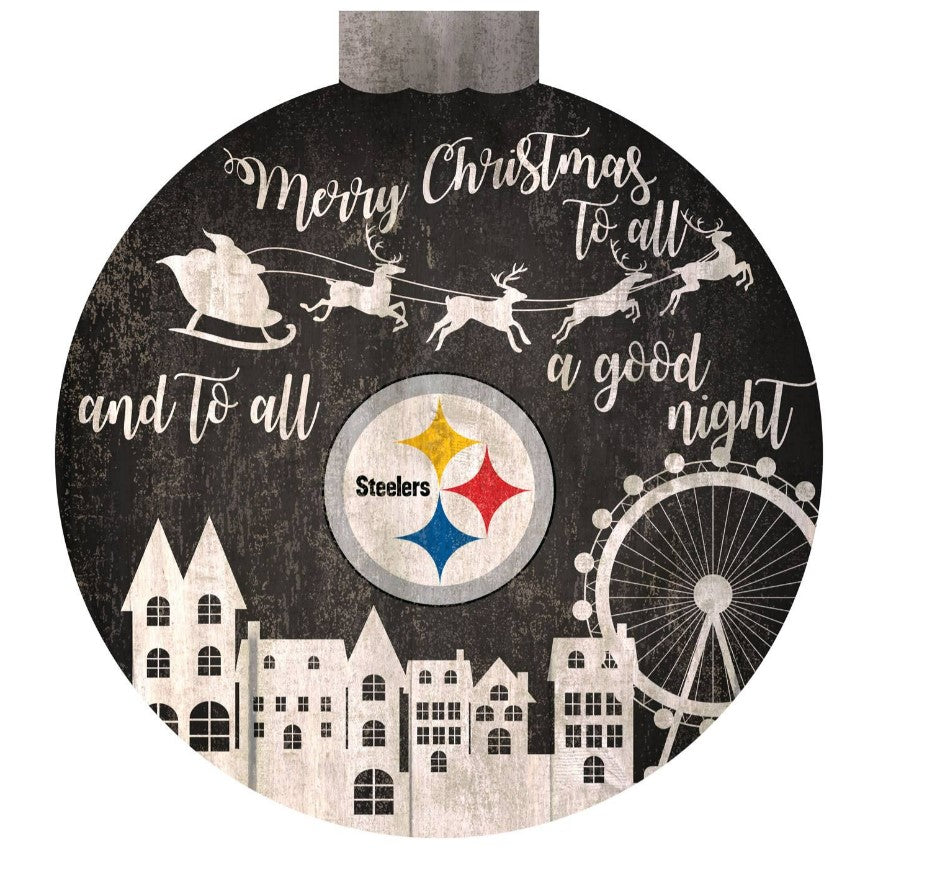 Pittsburgh Steelers 12" Christmas Village Wall Art Wood Sign | Sports ...