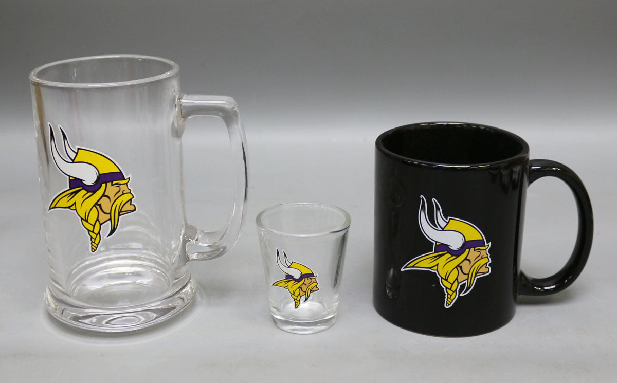 Minnesota Vikings 3-Piece Glassware Set | Football Drinkware, Glasses ...