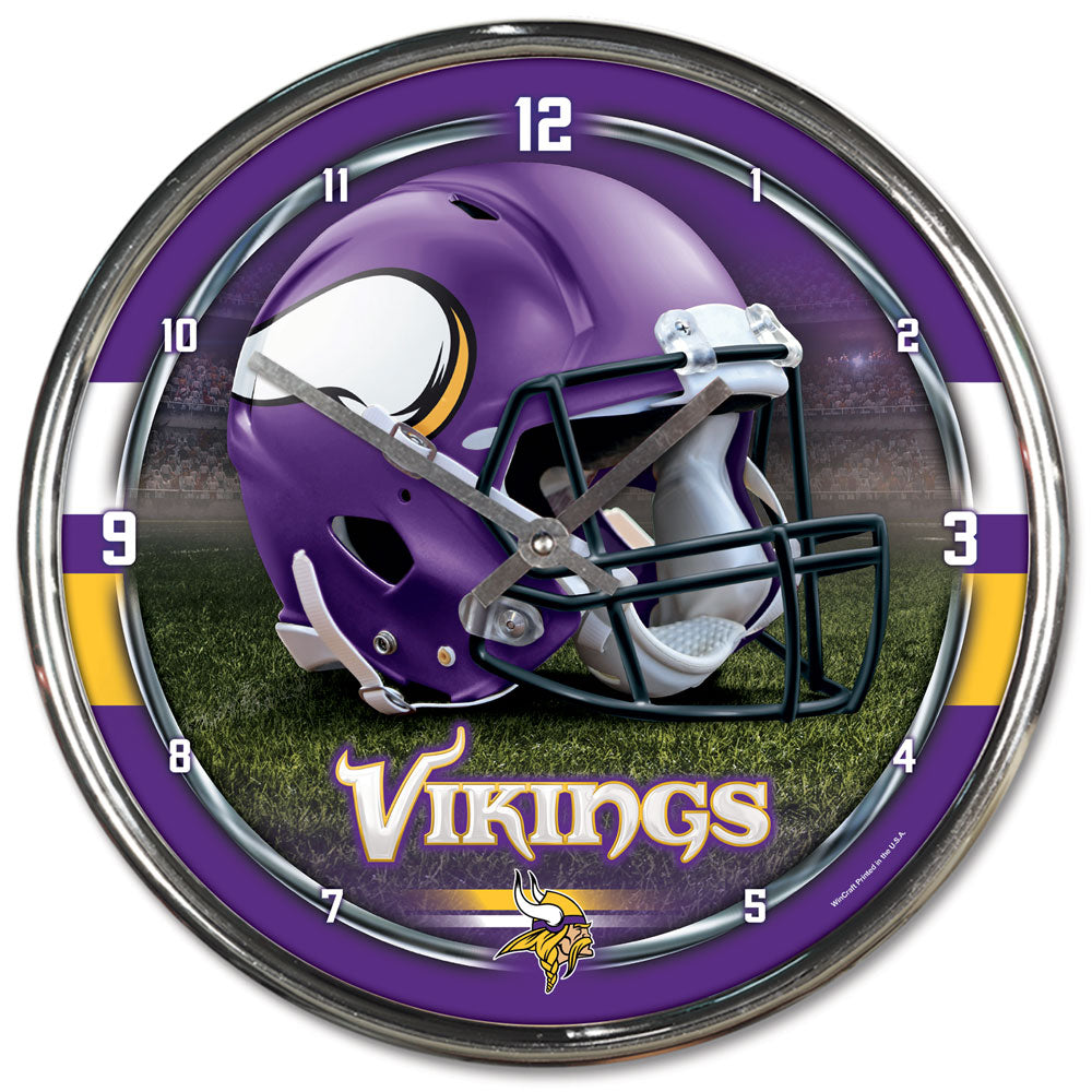 Minnesota Vikings Round Chrome Clock | Football Clocks, Novelties, and ...