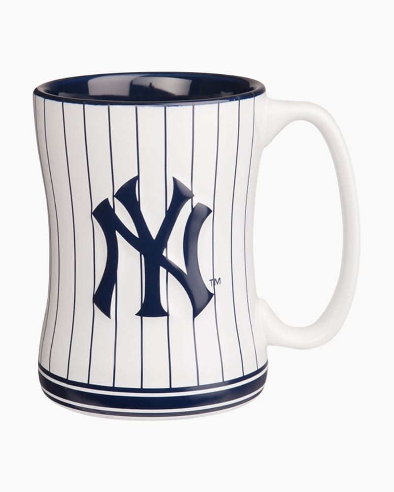 New York Yankees Pinstripe Logo Relief Coffee Mug | Baseball Drinkware ...